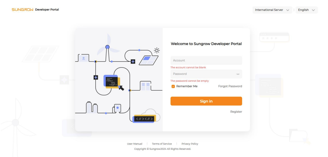 📥 SUNGROW - Criação de Chaves API