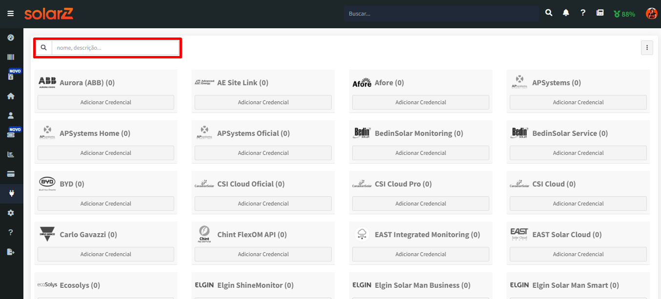 Iniciando o acesso ao SolarZ